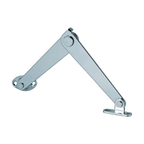 ■特徴 取り付けが簡単な構造です。  ■用途 家具などの補助。 機器の筐体。  ■材質 冷間圧延鋼板（SPCC） 表面処理:クロムメッキ仕上げ ●呼称:右用 ●全長(mm):150 ●厚み(mm):1.6 ●穴径(mm):3.6(小判座)、...