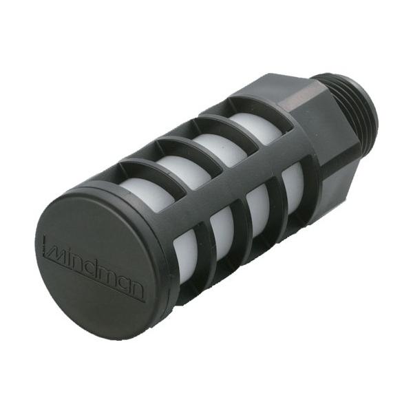 ■特徴 本体の材質に樹脂を採用していますので、軽量で安価な消音器です。 空気の排気音の除去に最適です。  ■仕様 使用圧力：1MPa 流体温度：5〜60℃  ■材質 ボディ：ポリアセタール樹脂 エレメント：フィルタレン ●減音量(dB):2...