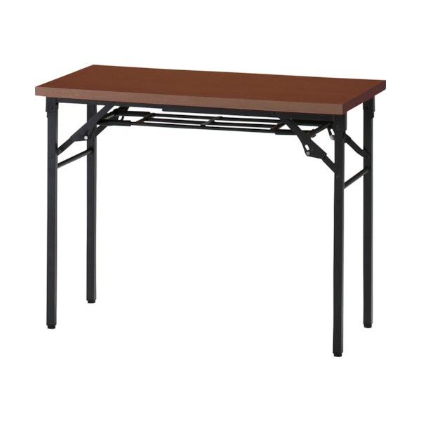 ■特徴 テーブル使用中にロックした部分が解除されないよう安全ストッパーが自動でかかります（オートロック機構）。 天板の両端に脚があるので脚間が広く、ゆったりと着席できます。 折り畳みの際、脚が重ならないため平積みができます。(幅900・12...