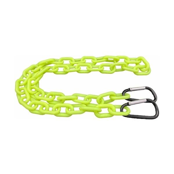 ■特徴 指定寸法にカットしたプラスチックチェーンです。 両側にカラビナフックを取り付けてます。 ■用途 進入禁止、境界用の仕切りに。 ■材質 チェーン:ポリエチレン(PE) カラビナフック:アルミ合金（黒色塗装） ■セット内容 カラビナフッ...