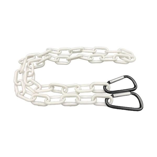 ■特徴 指定寸法にカットしたプラスチックチェーンです。 両側にカラビナフックを取り付けてます。 ■用途 進入禁止、境界用の仕切りに。 ■材質 チェーン:ポリエチレン(PE) カラビナフック:アルミ合金（黒色塗装） ■セット内容 カラビナフッ...