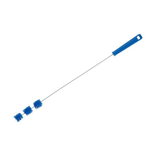 ■特徴 柔らかい芯線を使用しています。  ■用途 手の届きにくい配管など、曲線部の汚れを落とすのに。  ■仕様 HACCP対応清掃用品  ■材質 毛：ポリエステル　芯線：ステンレス　グリップ：PP    【入数】 1点 55625