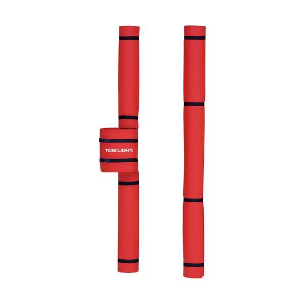 ■特徴 ●衝撃吸収に優れ、支柱にフィットするネット巻側3分割タイプ ●装着簡単なベルト式  ■仕様 ●赤 ●2本1組 ●サイズ：外径14.5×内径10.5×長さ180cm ●重さ：3kg/組 ●ネット巻側3分割、フック側一体成型、ベルト式マ...