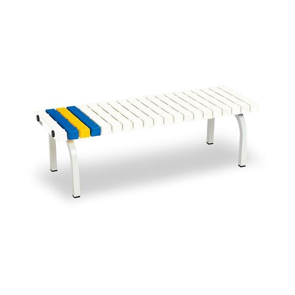 ■特長 脚部は丈夫なスチール製、さびにくい粉体塗装仕上げで耐久性に優れています。  ■仕様カラー:青 幅(cm):120 奥行(cm):40 座高(cm):36.5 重さ(kg):8.7 材質:座板:再生ポリプロピレン、脚部:スチール32m...