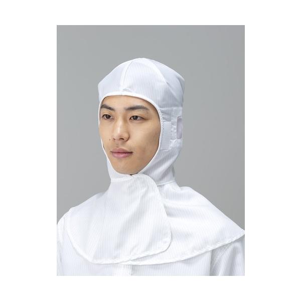 ●クリーンルーム用フード。 ●たれ部前合わせマジックテープ。 ●頭回りは後頭部マジック調節。 ●頬部にオス・メス両用マジックテープ付。 ●使用環境(目安):クラス100   【サイズ】 LL 【カラー】 白 【入数】 1枚 61009499