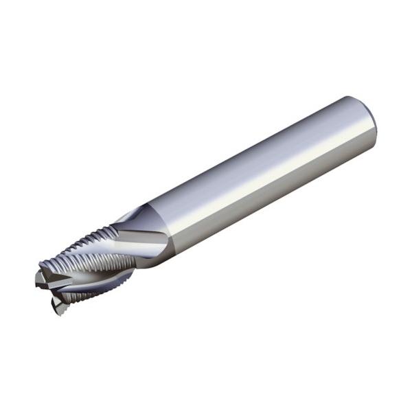 ■特徴 4枚刃、ラフィングエンドミル（ショートタイプ、コーナーC面付）です。 耐摩耗性、耐チッピング性に優れます。 炭素鋼、合金鋼、ステンレス鋼、耐熱合金（＜40HRC）の汎用加工です。 低〜中速加工対応です。 超微粒子超硬母材です。 ■用...