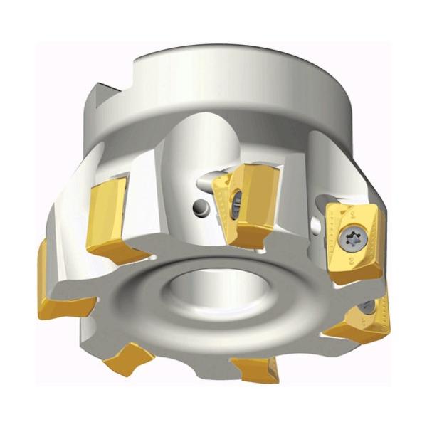 ■特徴 90度肩削り加工で、良好な加工面を実現します。 ■用途 平面加工・肩削り加工・溝加工・斜め沈み込み加工・ヘリカル斜め沈み込み加工用。    【重量】 2250G 【入数】 1点 【原産国】 KR TFM90AN51003175R16