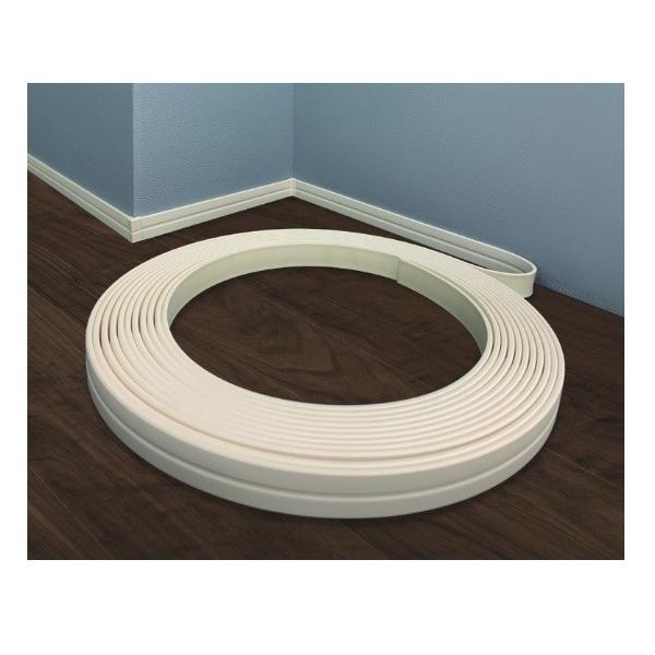 従来の長尺巾木を巻物にしました。  施工時間の大幅な短縮が見込めます。  ?材質:エラストマー樹脂 ?梱包寸法:500×500×80mm ?重量:1.4kg(1巻20m) 巾木施工接着剤はエチレン酢酸接着剤を推奨します。  コーナー部材施工...