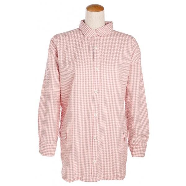 袖口ハーフゴム、ロング丈サイズ:M カラー:サッカーチェック(ピンク) NS520