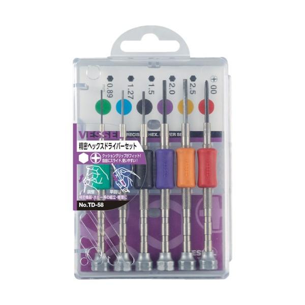 六角(ヘックス)ドライバーですです。 クッショングリップはハンドルを自在にスライドできるので、使いやすいお好みの位置に移動できます。 ローレット加工で細かな回転が行えます。 携帯・保管に便利なクリアケース入りです。 ケースサイズ:86×14...