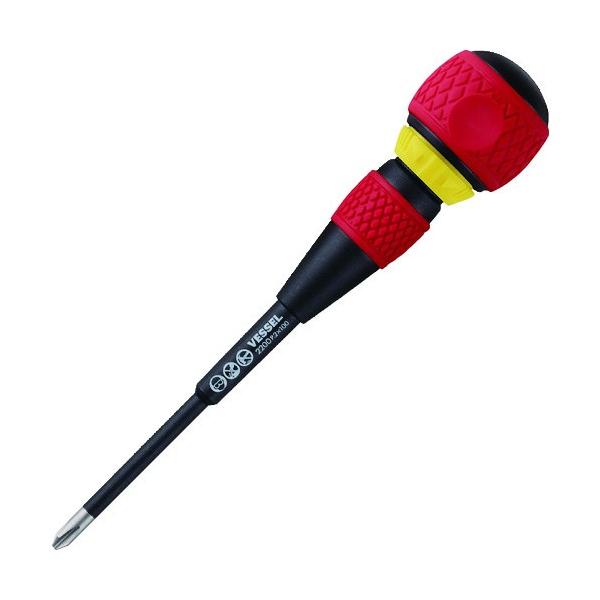 商品画像はイメージ画像です。実際とは異なる場合がございます。 ■特徴 ボールグリップドライバーにラチェット機構を搭載しました。 片手で高速締付ができ、持ち替えの手間がなく、高所での作業に最適です。 軸部のみ取外して交換できます。 (替え軸 ...