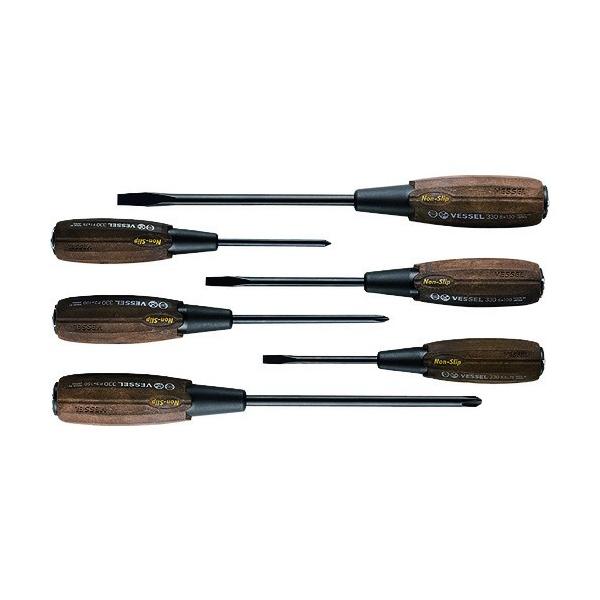 ■特徴 貫通タイプのウッディドライバー、サイズの異なる６種類をセットしています。 軸が柄を貫通しているのでハンマーで叩いてネジを緩める使い方ができます。 粗い木肌が、抜群のノンスリップ効果を発揮します。 油がついた手でも締付力はほとんど変わ...