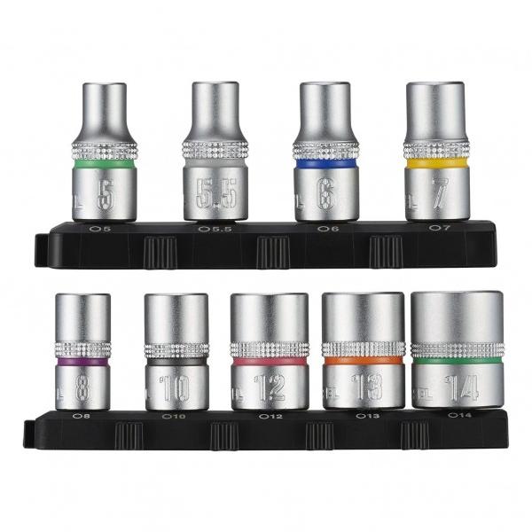 【特長】 保管や持ち運びに便利、横にも縦にもホルダー同士で連結できる専用ホルダー（サイズ表示付き）。 指先で回せるローレットにサイズがわかるカラーコード。 . 【用途】 各種ボルト・ナット締め緩め作業に。 . 【注意事項】 ハンドツール用の...