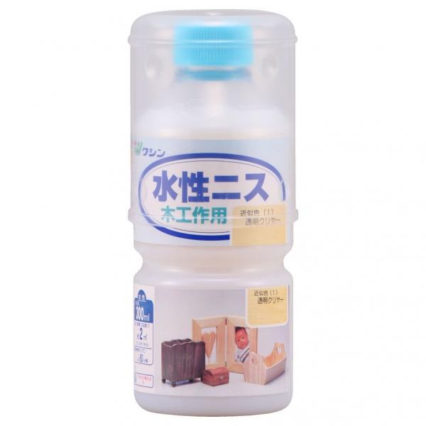 ●特徴:手軽に塗れる水性の塗料で、着色とニス塗りが同時にできます。 乾きが速く、密着性に優れ、ほとんど色あせしません。 屋内に飾っておく工作品に適した塗料です。 色をうすくしたい合は「水性ニスクリヤー」を加えてください。 透明クリヤーは白い...