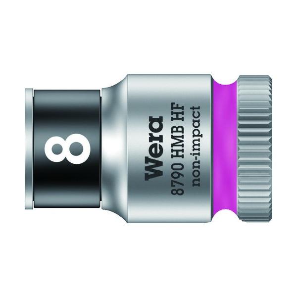 各サイズが色で分けられているため、サイズを簡単に選べます。 ホールディングファンクション（HF）により、ボルトやナットを着磁機能なしで保持できます。 クロムメッキ仕上げです。 対辺寸法(mm):8 差込角(mm):9.5 全長(mm):29...