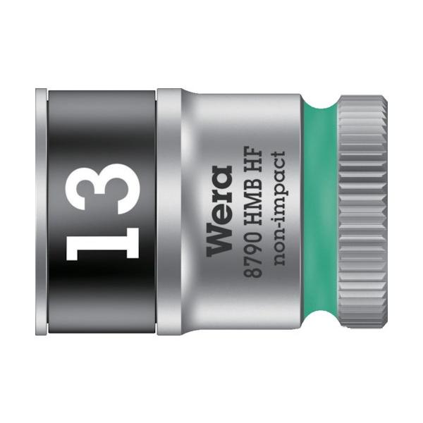 各サイズが色で分けられているため、サイズを簡単に選べます。 ホールディングファンクション（HF）により、ボルトやナットを着磁機能なしで保持できます。 クロムメッキ仕上げです。 対辺寸法(mm):13 差込角(mm):9.5 全長(mm):2...