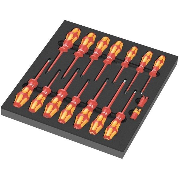 入組数:16点 ウレタンサイズ(mm):W344×D392×H30 9711 内装スポンジフォーム 電気工事用絶縁ドライバー セット 1。  耐久性のあるフォームインサート。  欠落した部品を素早く識別できるように 2 色で表示されます。 ...