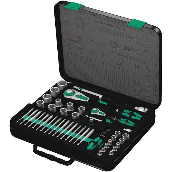 入組数:43点 8100 SA/SC 2 サイクロップスピードラチェット1/4・1/2セット。  堅牢な金属ケースに入った 43 ピースの Zyklop セット。  1/4 インチドライブの Zyklop ラチェットと 1/4 インチドライ...