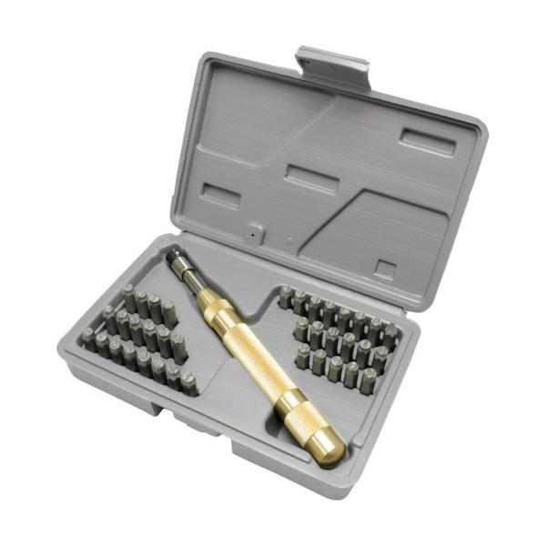 ■特徴 鉄やアルミニウム材などに、数字やアルファベットを打刻することができるスタンプポンチです。 本体を押し込むだけで、自動で打刻することができます。 ■用途 鉄やアルミニウム材などに。 ■材質 スチール（ポンチ） ■セット内容 オートポン...