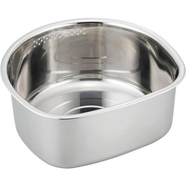 洗いおけ 食器 つけ置き キッチン 洗い物 ステンレス製 扱いやすいステンレス製でD型の洗いおけ。野菜や食器などのつけ置き洗いなどに便利です。 洗い桶を使えば節水にもなり経済的です。お皿などの平たい食器がぴったりくっつかない、凹凸のある底面...