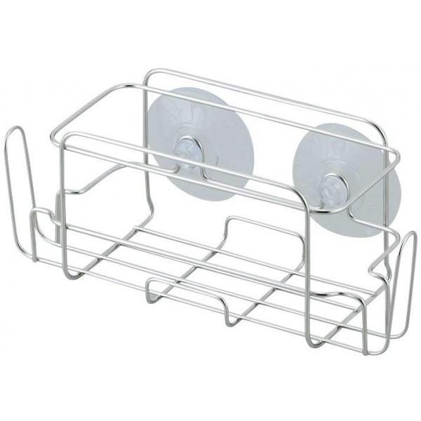 スポンジラック 洗剤置き スポンジ置き シンク 洗剤ホルダー 中の物が落ちにくい深型タイプのワイヤー製ラック。大きめのスポンジやたわしが入ります。 左右のフックにペットボトルを掛けて水切りもできます。ステンレス製で錆びに強く、丈夫で長持ち。...
