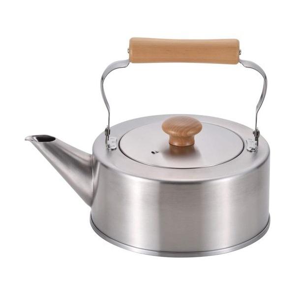 ■特徴 いつまでも美しく丈夫な18-8ステンレス製です。  ■用途 毎日の湯沸かしに。  ■仕様 ガス火・IH２００V対応  ■材質 本体・蓋：18-8ステンレス鋼、底面：ステンレス鋼、ハンドル・ツマミ：天然木    【入数】 1個 CS004