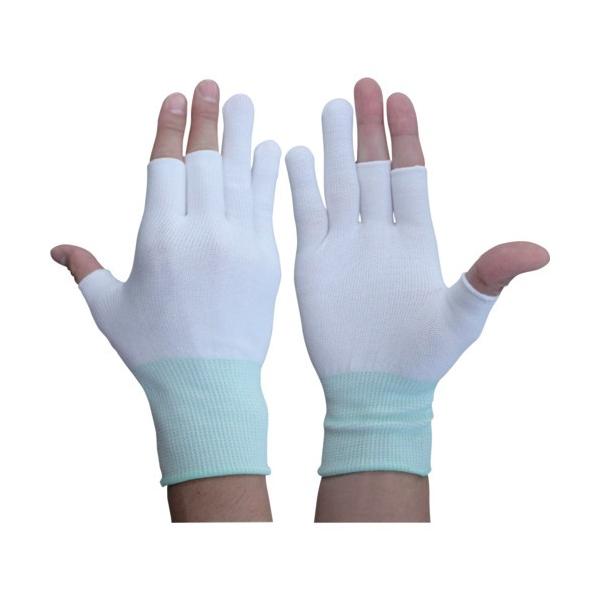 (特長)  ●親指、人差指、中指を約半分の長さでカットした3本指無し（ハーフカット）タイプの手袋です。   ●インナー手袋として指先の感覚を損なわずご使用いただけます。   ●また指サックと共用することにより手袋のコストダウンに貢献します。...