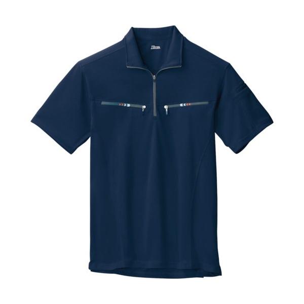 ■特徴 フルジップアップ仕様に胸のファスナーポケット、スポーティデザインが人気の半袖シャツです。 通気性に優れた新素材を使用しています。  ■用途 作業全般  ■仕様 吸汗性素材 速乾性素材 消臭機能付 伸縮素材  ■材質 ポリエステル10...