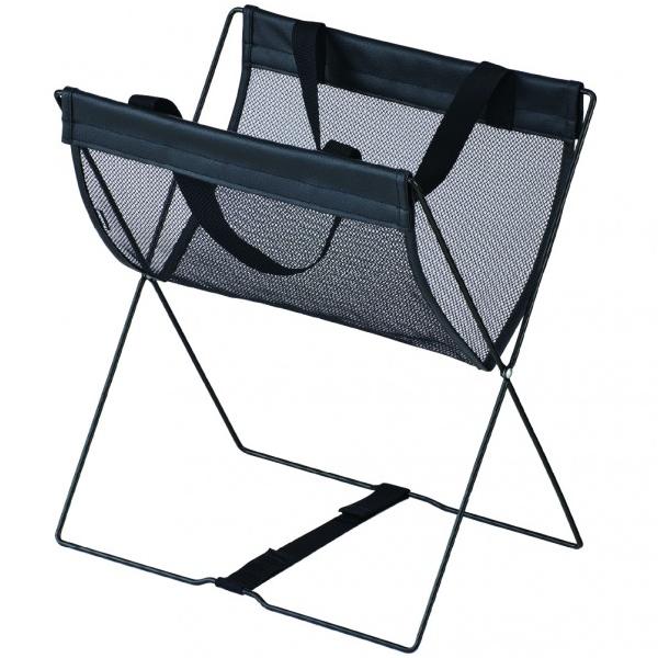 ●折りたたみ式セルフワゴン荷物置き。   ●持ち運びに便利な持ち手付き。   ●フレームを黒色粉体塗装に変更。  シックで落ち着いたイメージでまわりと調和します。   ●縫製生地をレザー調に変更し高級感を演出しています。  ・サイズ:幅43...