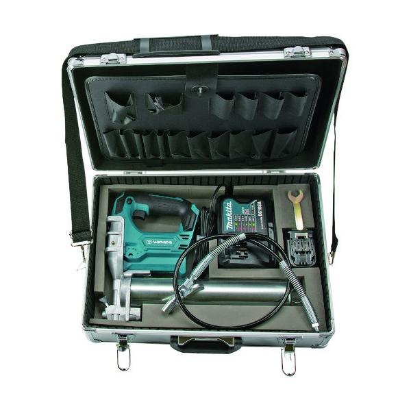 リチウムイオンバッテリー搭載の電動式グリスガンです。 電源、エアーソースのない現場において建築現場、高所等のグリスアップに最適です。 手軽に持ち運べ、スイッチ操作で連続してグリスアップが行えます。 400ccカートリッジグリス専用です。 建...