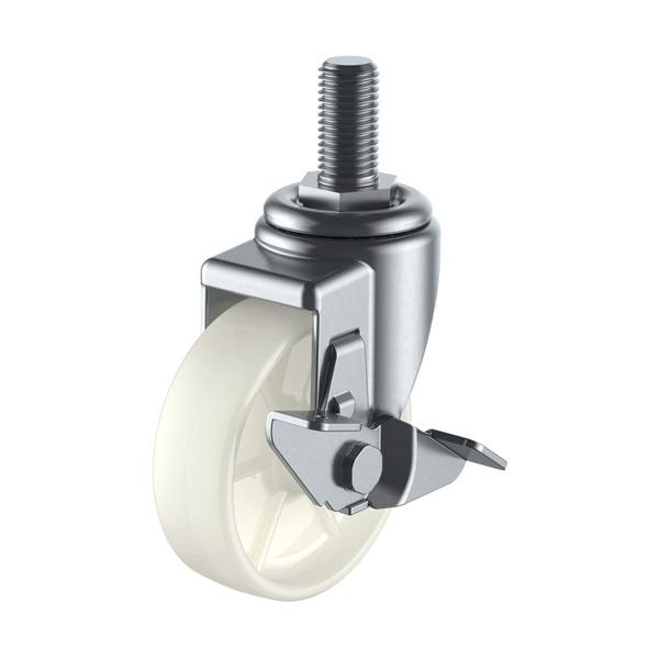 商品画像はイメージ画像です。実際とは異なる場合がございます。 ■特徴 標準的な中型キャスターで重量物の運搬に数多く使用されています。ねじ込みタイプでワゴンやラックなどに適します。耐摩耗性に優れたナイロン車輪を使用しています。  ■用途 台車...