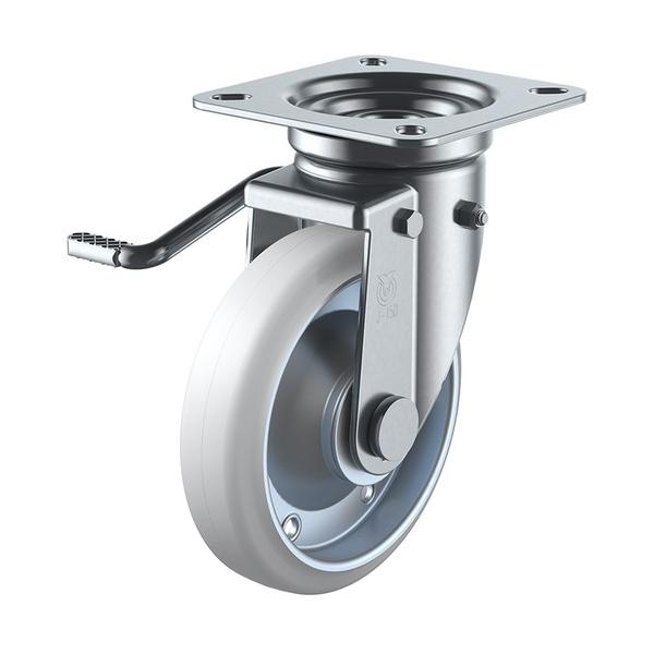 ■特徴 ●重量物運搬時に使用されている一般産業用キャスターです。 ●旋回部の構造を二段構造にする事で、スムーズな旋回が可能になります。 ●ダブルストッパーにより車輪の回転と旋回部の回転を同時にロックすることが出来ます。  ■仕様 ●許容荷重...