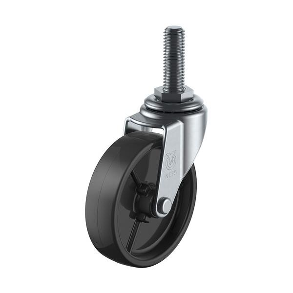 ■特徴 ●走行性、耐荷重を備えた一般的なねじ込み式キャスターです。 ●旋回部の構造を二段構造にする事で、スムーズな旋回が可能になります。  ■仕様 ●許容荷重(kgf)：40.8 ●車輪径(mm)：65 ●車幅(mm)：21 ●取付高(mm...