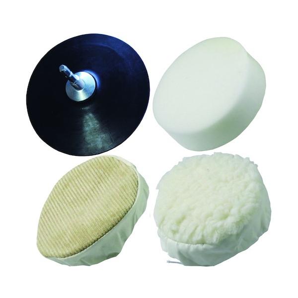 ●使用工具：電気ドリル・インパクトドライバー●ディスクペーパー・バフ用インパクト軸付マジックパット4点セット●研磨・ツヤ出し加工に最適！●スポンジはクッション性に優れています！（ガラス、プラスチック製品、車の塗装面、ホイールの汚れ落とし用）...