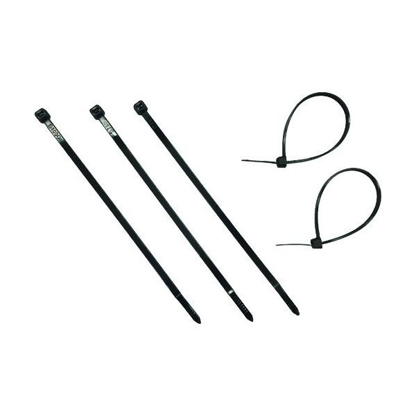 ■特徴 汎用性の高い標準タイプの結束バンドです。  ■用途 配線などの結束、一般作業での結束。  ■仕様 屋外用 使用温度範囲：-40〜85℃  ■注意点 一度結束すると取り外しが出来ません。 ●色:黒 ●幅(mm):4.3 ●長さ(mm)...