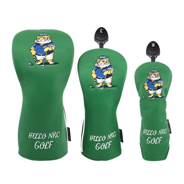 タイガーキャラクターをあしらったゴルフヘッドカバーセット。ドライバー・フェアウェイウッド・ユーティリティに対応し、ゴルフバッグのアクセントになります。PUレザー素材を使用し、防水性が高く雨や汚れからクラブを保護。内側はクッション性があり、移...