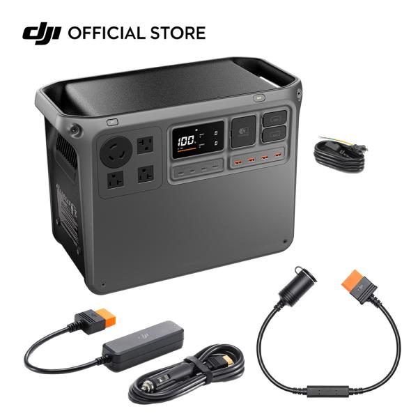 ポータブル電源 DJI Power 2000とアクセサリーの3点セット ■DJI Power 2000新しいDJI Power 2000ポータブル電源ステーションは、コンパクト設計ながら2048Whの大容量を実現。2700Wの高出力で、ほと...
