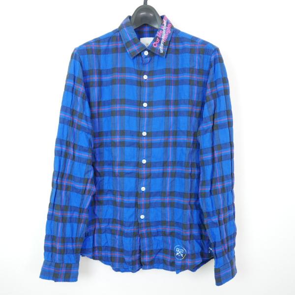 [管理番号] DN-11052[ブランド名] uniform experiment (ユニフォームエクスペリメント)[アイテム名] REGULAR COLLAR PRINT SHIRRING CHECK SHIRT[カラー] BLUE※モニ...
