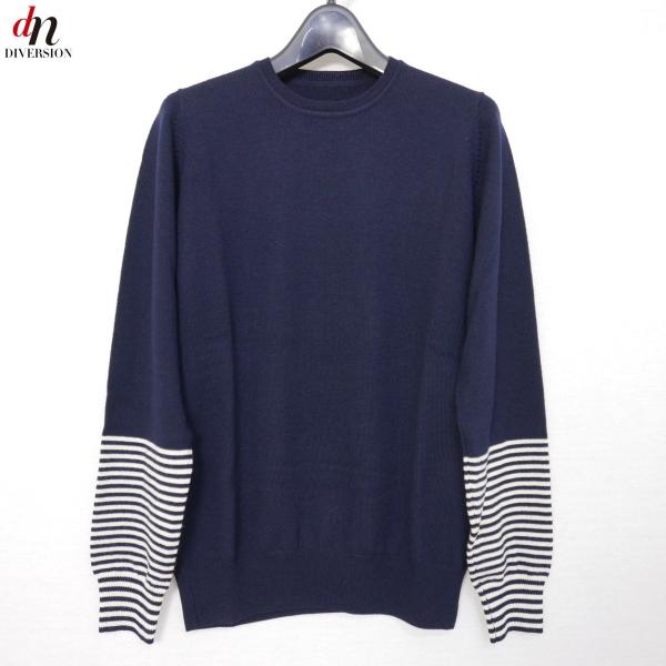 [管理番号] DN-9513[ブランド名] uniform experiment (ユニフォームエクスペリメント)[アイテム名] BORDER SLEEVE CREW NECK KNIT[カラー] NAVY※モニターの発色の具合によって実際...