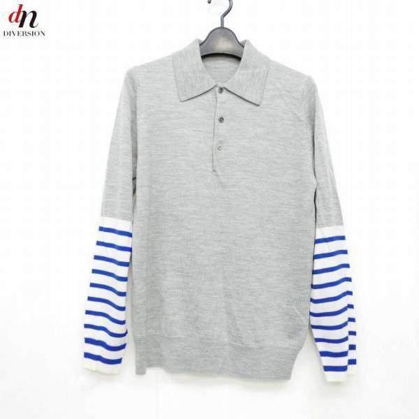 [管理番号] DNS-2539[ブランド名] uniform experiment (ユニフォームエクスペリメント)[アイテム名] SLEEVE BORDER POLO KNIT[カラー] GRAY※モニターの発色の具合によって実際のものと...