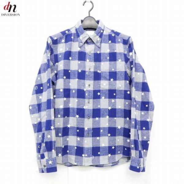 [管理番号] DNS-3840[ブランド名] uniform experiment (ユニフォームエクスペリメント)[アイテム名] STAR PRINT FLANNEL BLOCK CHECK B.D SHIRT[カラー] BLUE※モニタ...