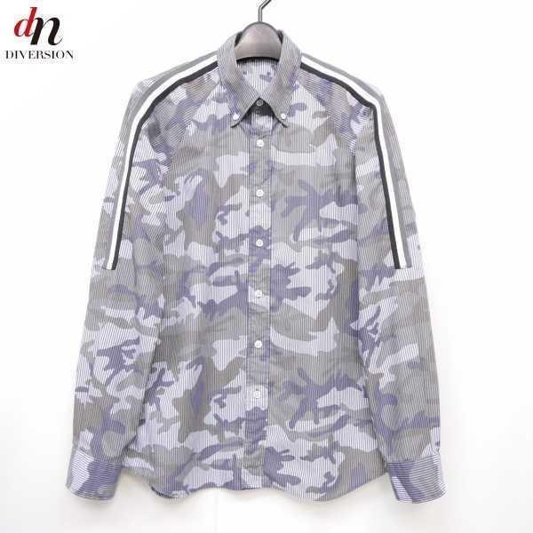 [管理番号] DNS-6422[ブランド名] SOPHNET. (ソフネット)[アイテム名] CAMOUFLAGE OVER PRINT TAPE LINE RAGLAN B.D SHIRT[カラー] NAVY STRIPE※モニターの発色...