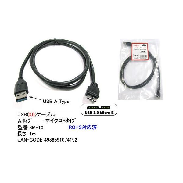■USB3.0ケーブル ■Aタイプ-microBタイプ ■ケーブル長：1m ■ネコポス同梱可能数：4個まで