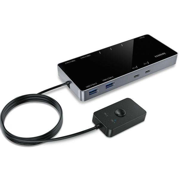 ・Thunderbolt 4製品を2系統切替可能なドッキングステーション・ボタン1つで2台のコンピューターとの接続を切り替え可能・接続したマウスやキーボード、また外付けストレージや液晶モニターなど2台のPCで共有できます・PC接続専用となる...