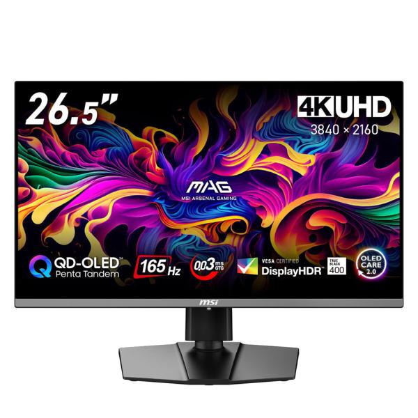 ・HDRのピーク性能を長く維持できる5層タンデムOLEDパネルを搭載・QD-OLEDパネルを搭載し、次世代の映像美を実現・26.5インチ・4K UHD解像度（3,840 × 2,160）で高精細な映像表示・リフレッシュレート165Hz・応答...
