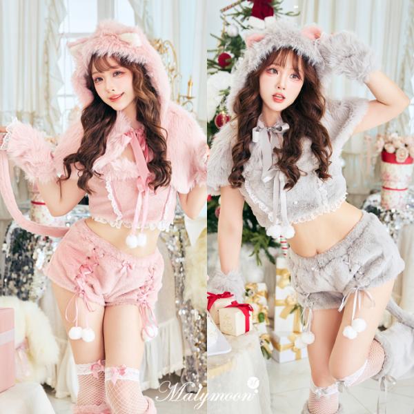 ■セット内容ネコ耳ケープ・グローブ・パンツ・トップス・しっぽ・レッグカバー・網ニーハイ■素材リエステル80%、スパンデックス20%■生地透け感：なし伸縮性：あり■サイズ【フリーサイズ】トップス丈21cm、バスト74-86cm、ウエスト84-...