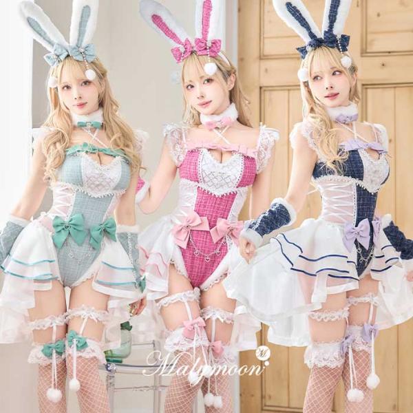 ■セット内容カチューシャ・髪飾り・ハイレグ・アームウォーマー・チュール・太もも飾り・ニーハイソックス・しっぽ■素材ポリエステル100%■生地伸縮性：あり透け感：ややあり裏地：あり■サイズSMサイズ：着丈63、バスト83cm、袖丈8.5cm、...