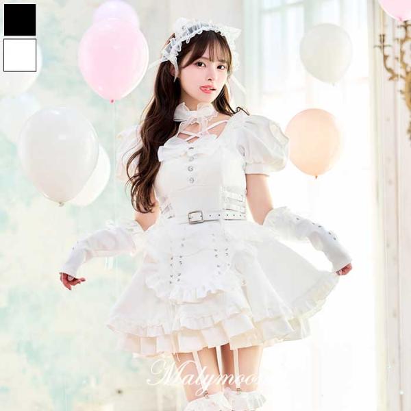 ■セット内容ワンピース・ネコ耳・ヘッドピース・首飾り・フロントリボン・アームウォーマー・ベルト・尻尾・靴下飾り・ニーハイソックスモデル着用のパニエは別売りです。■素材ポリエステル95%、スパンデックス5%■生地伸縮性：ややあり透け感：ややあ...