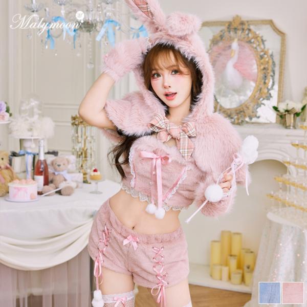 ■セット内容うさ耳ケープ・トップス・グローブ・パンツ・レッグカバー・網ニーハイ・しっぽ■素材ポリエステル100%■生地伸縮性：あり透け感：なし■サイズ【フリーサイズ】トップス丈23cm、バスト80cm、パンツ丈21cm、ウエスト64cm■モ...