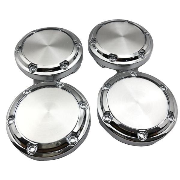 入数：４個セット　１台分サイズ：+-0.5mm 外径約67ｍｍ　内径 約63mm （写真赤線）爪元62mm（写真青線）高さ約21mm キャップシールは50mmフラットタイプに張り替え可能　詳しくは画像に記載してあります。材質：ABS　キャッ...